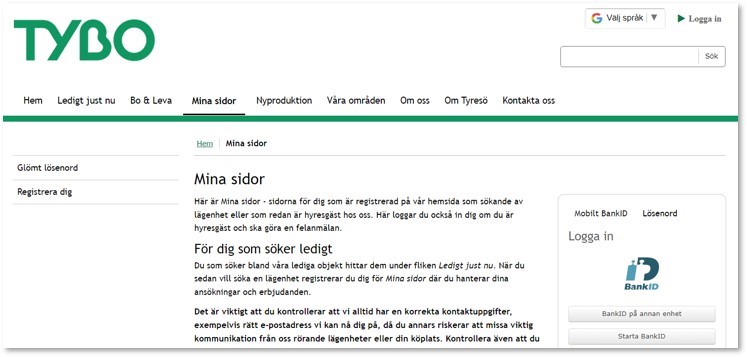 Nu kan du logga in med BankID - Tyresö Bostäder AB